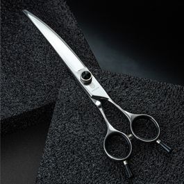 Jargem Curved Black Diamond Scissors - High Gloss Finish Grooming ...